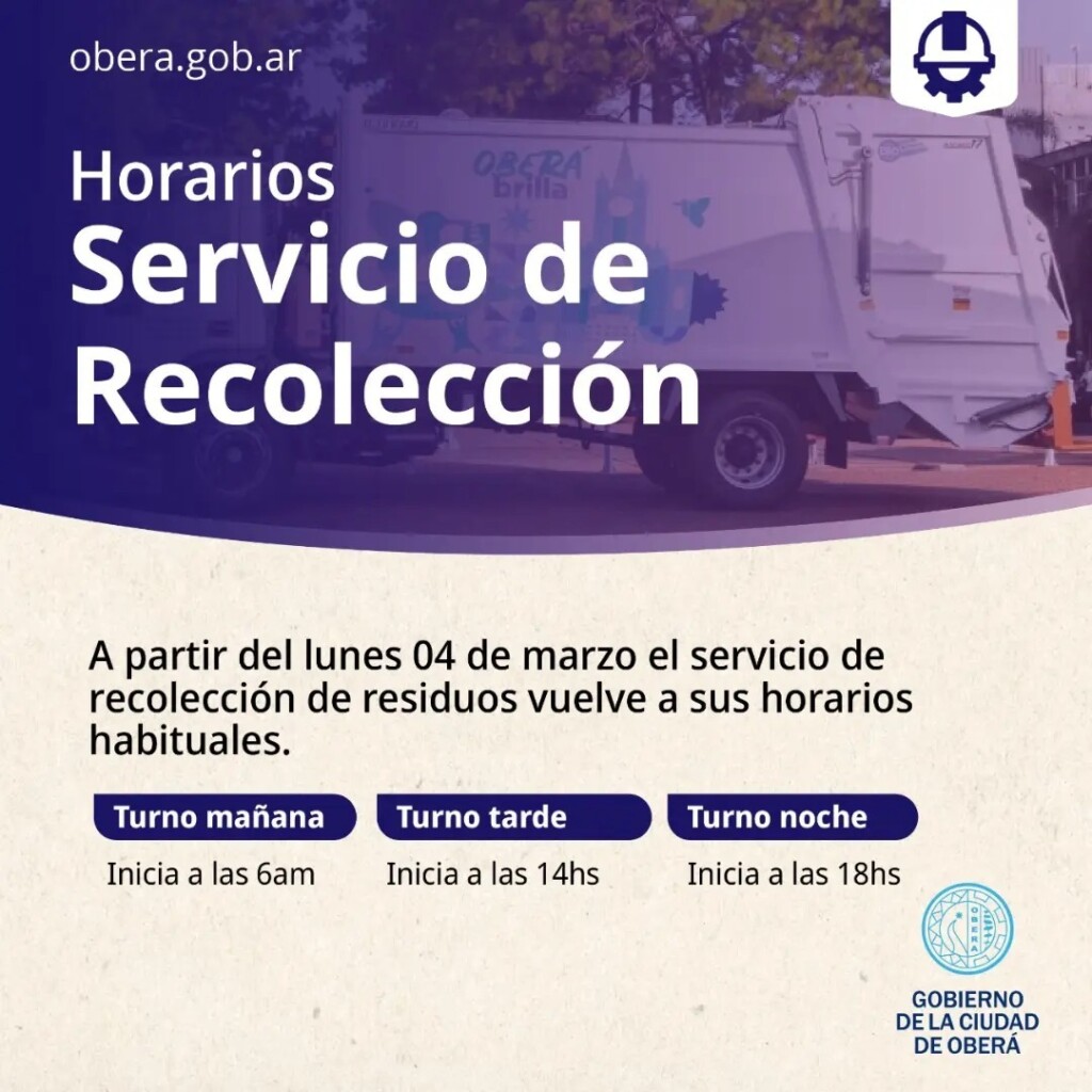 Oberá: cómo funcionará el servicio de recolección de basura desde el 4 de marzo - Primera Edición